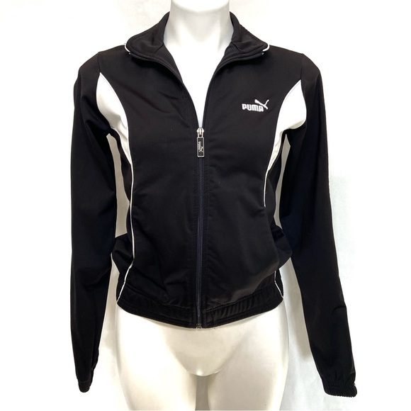 Puma | Jackets & Coats | Puma Black White Logo Full Zipper Jacket ...